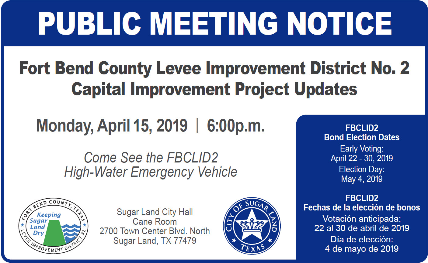 FBCLID2 Public Meeting Notice – Fort Bend County Levee Improvement ...